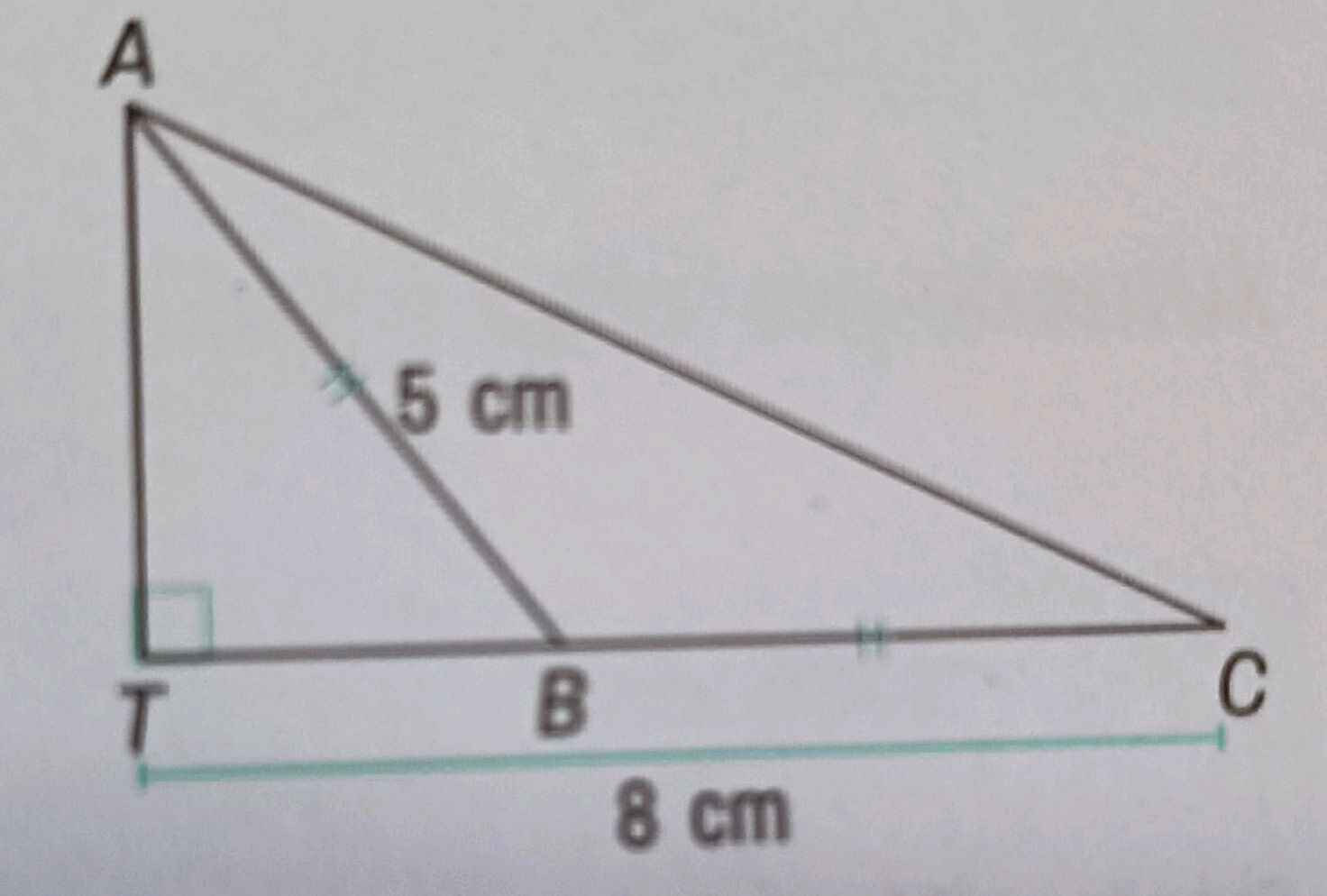 The image shows a right triangle ATB with a | StudyX