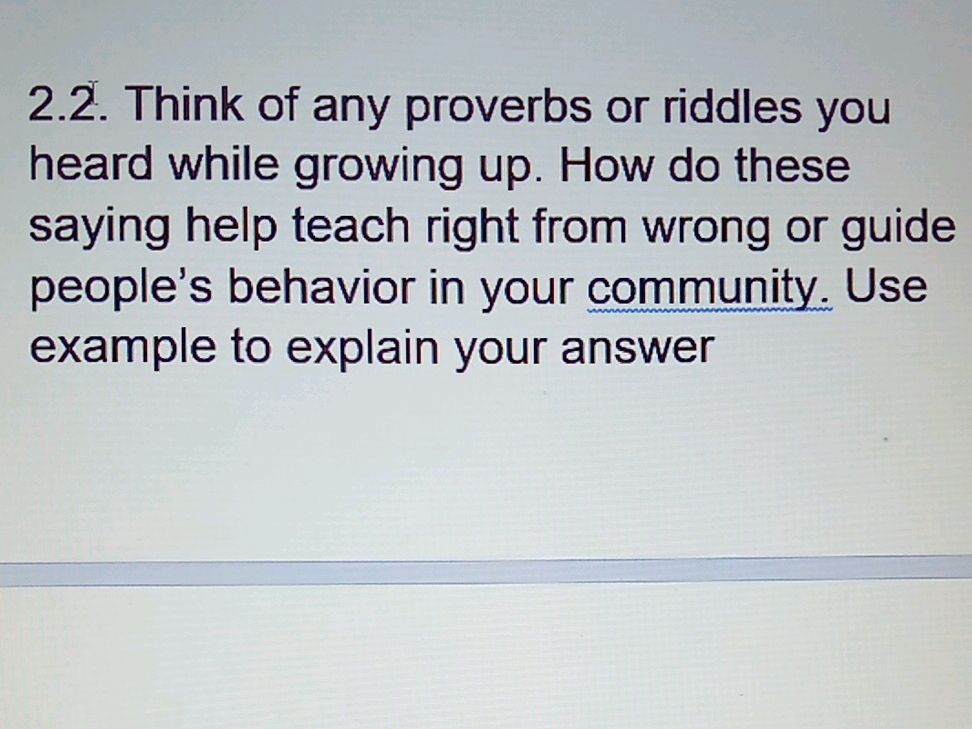 2.2. Think of any proverbs or riddles you | StudyX