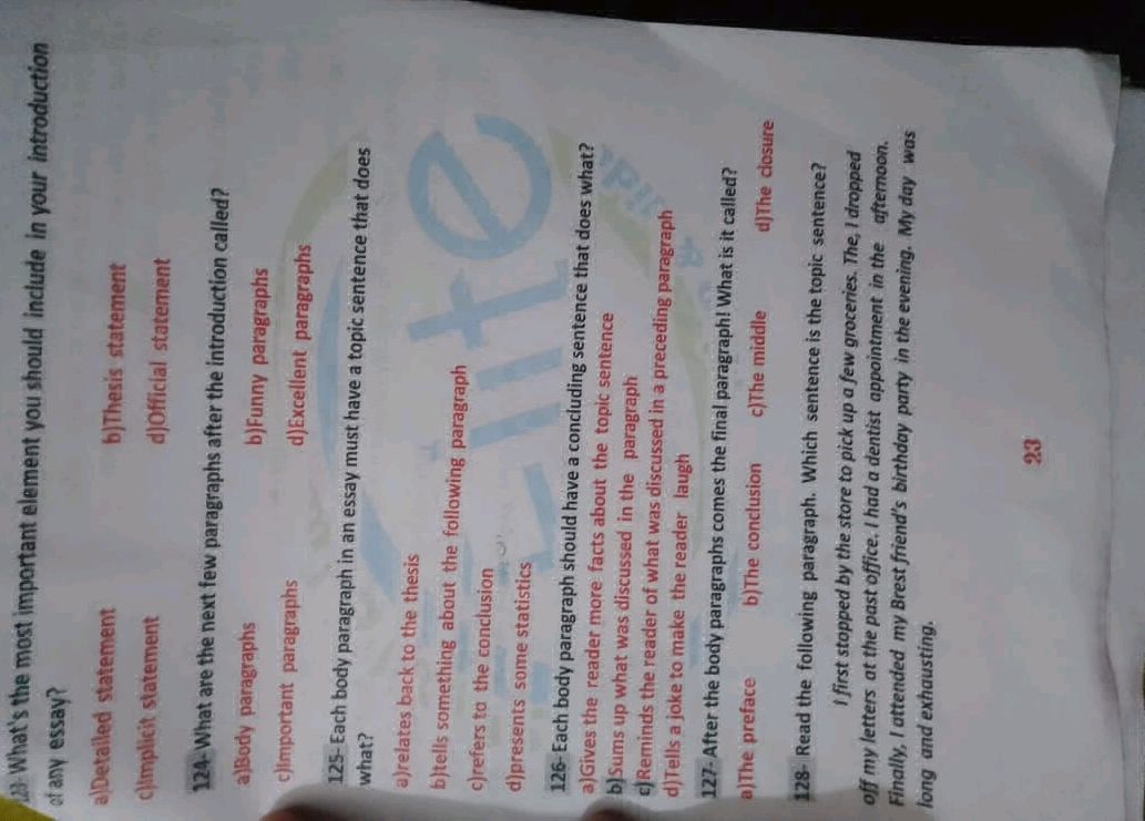 123- What's the most important element you | StudyX