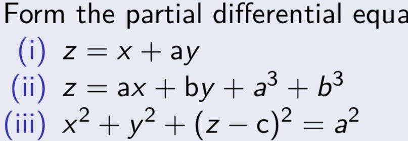 Form the partial differential equa (i) $z = | StudyX