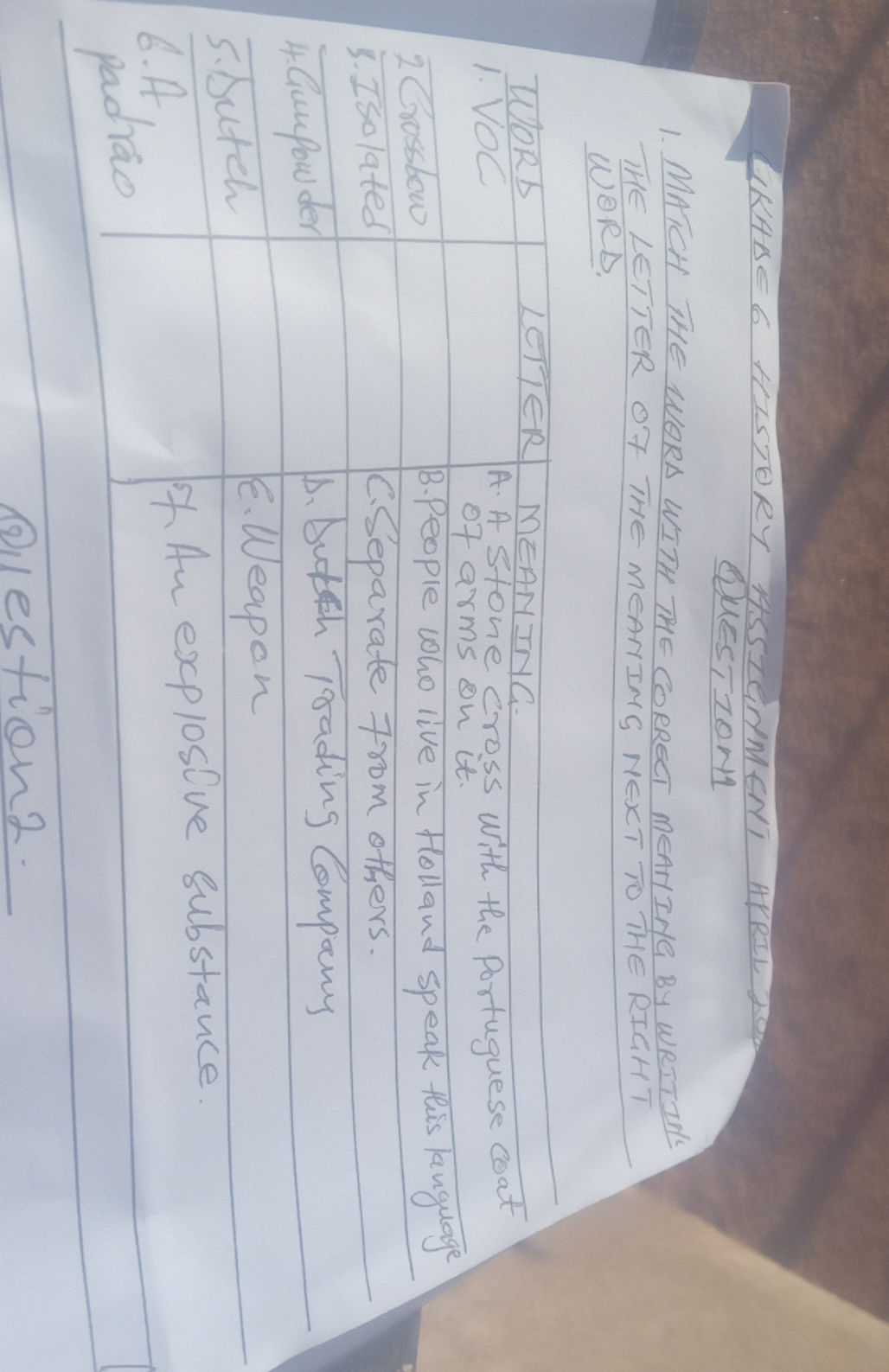 1. MATCH THE WORDS WITH THE CORRECT MEANING | StudyX