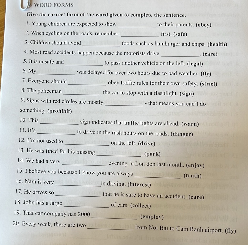 WORD FORMS Give the correct form of the | StudyX