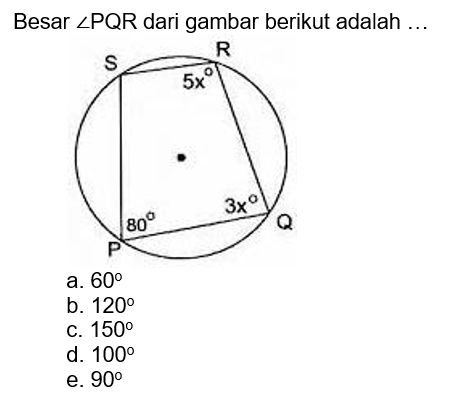 Besar ∠PQR dari gambar berikut adalah ... | StudyX