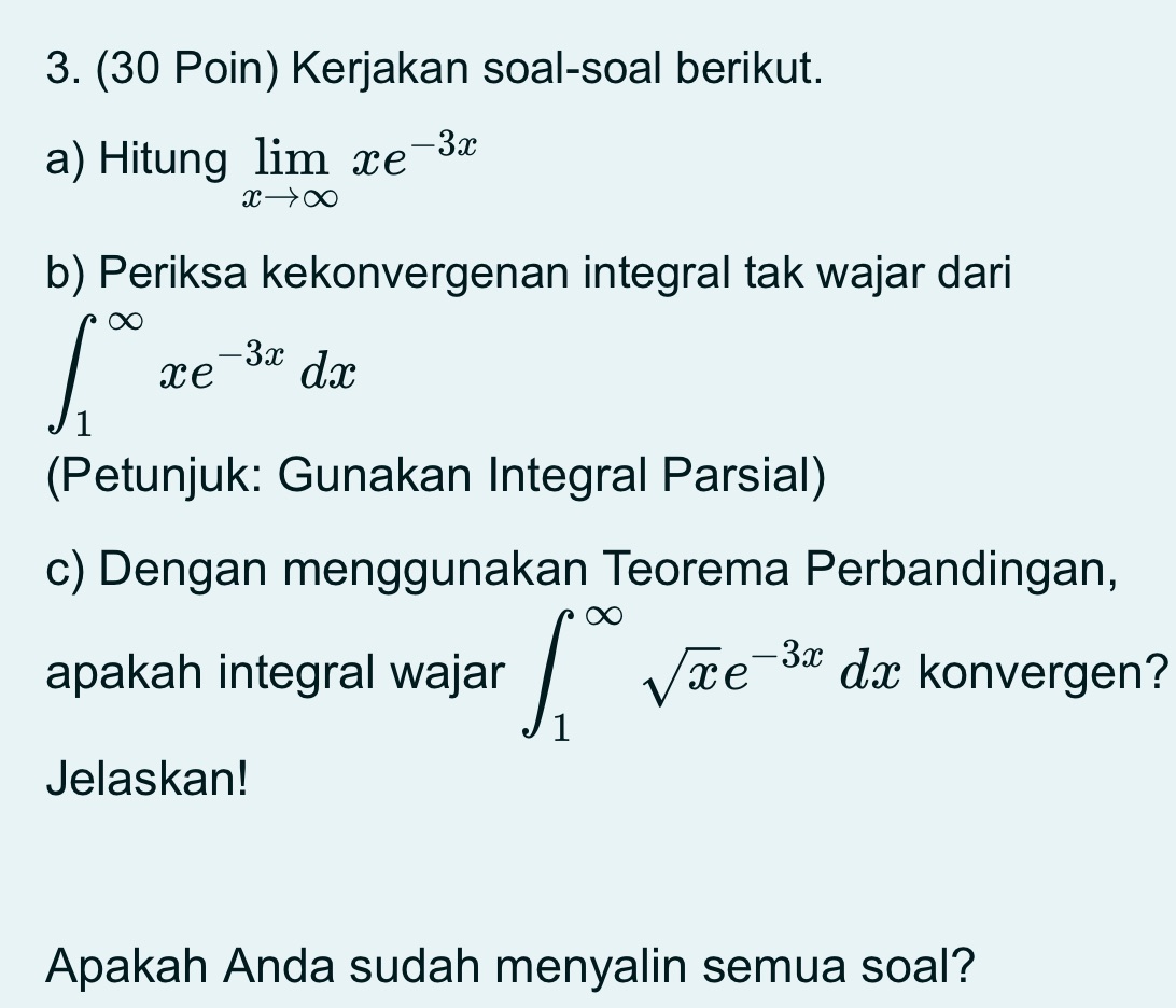 3. (30 Poin) Kerjakan soal-soal berikut. a) | StudyX
