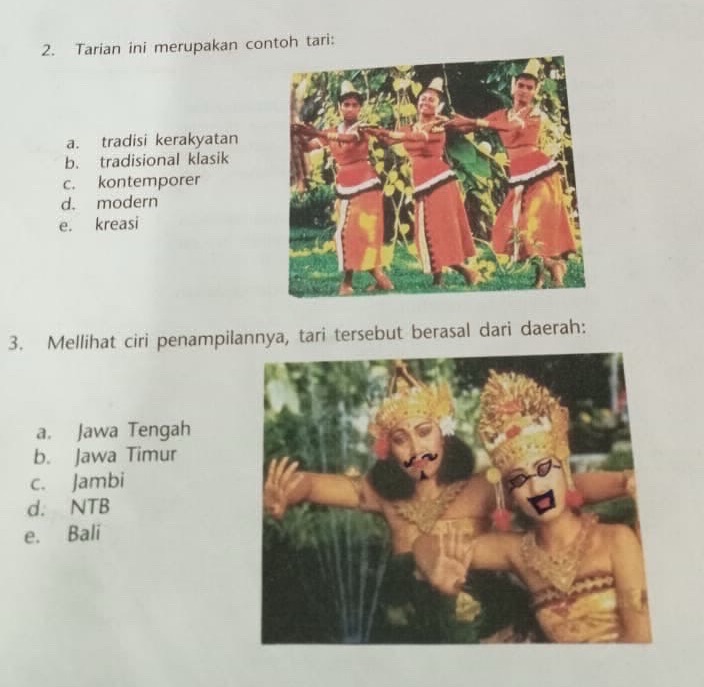 2. Tarian ini merupakan contoh tari: a. | StudyX