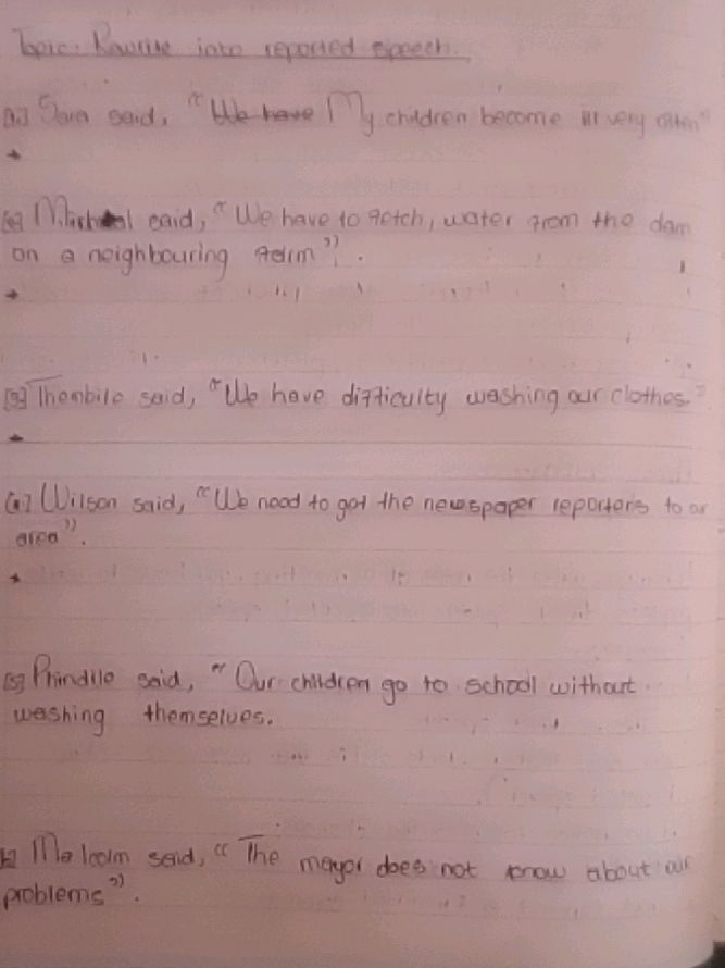 Topic: Rewrite into reported speech. 1. | StudyX