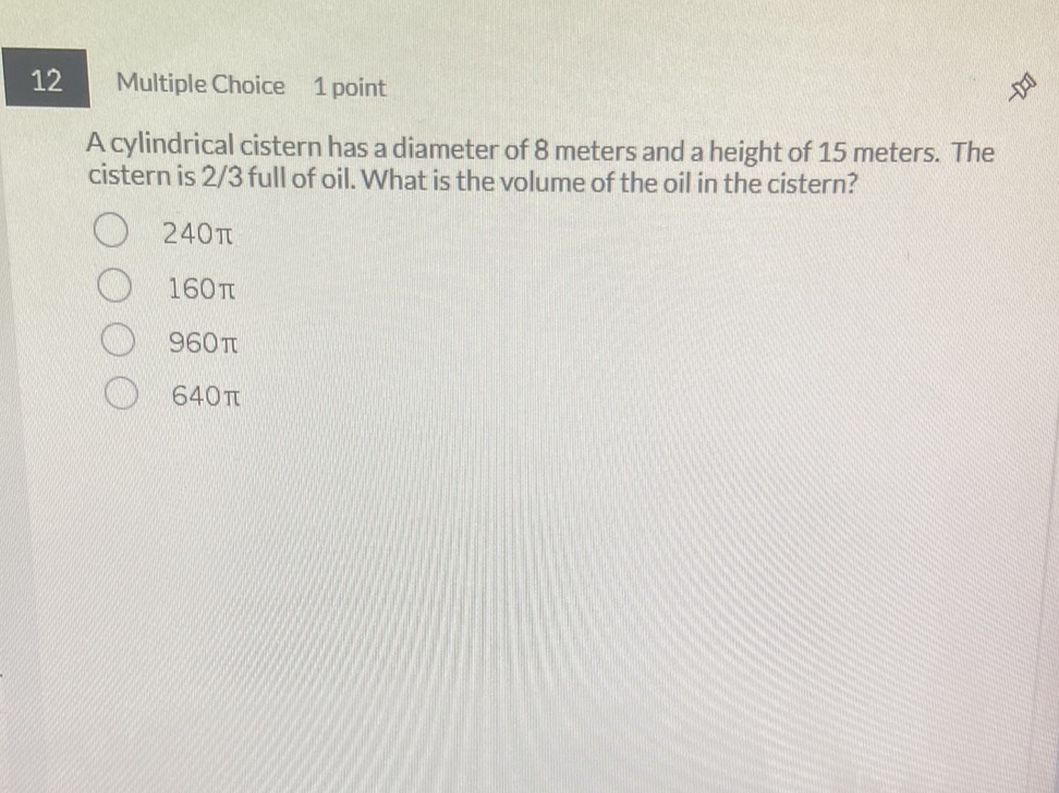 A cylindrical cistern has a diameter of 8 | StudyX