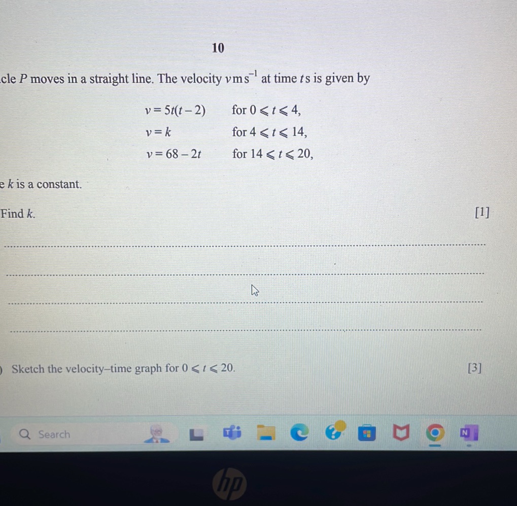 A particle P moves in a straight line. The | StudyX