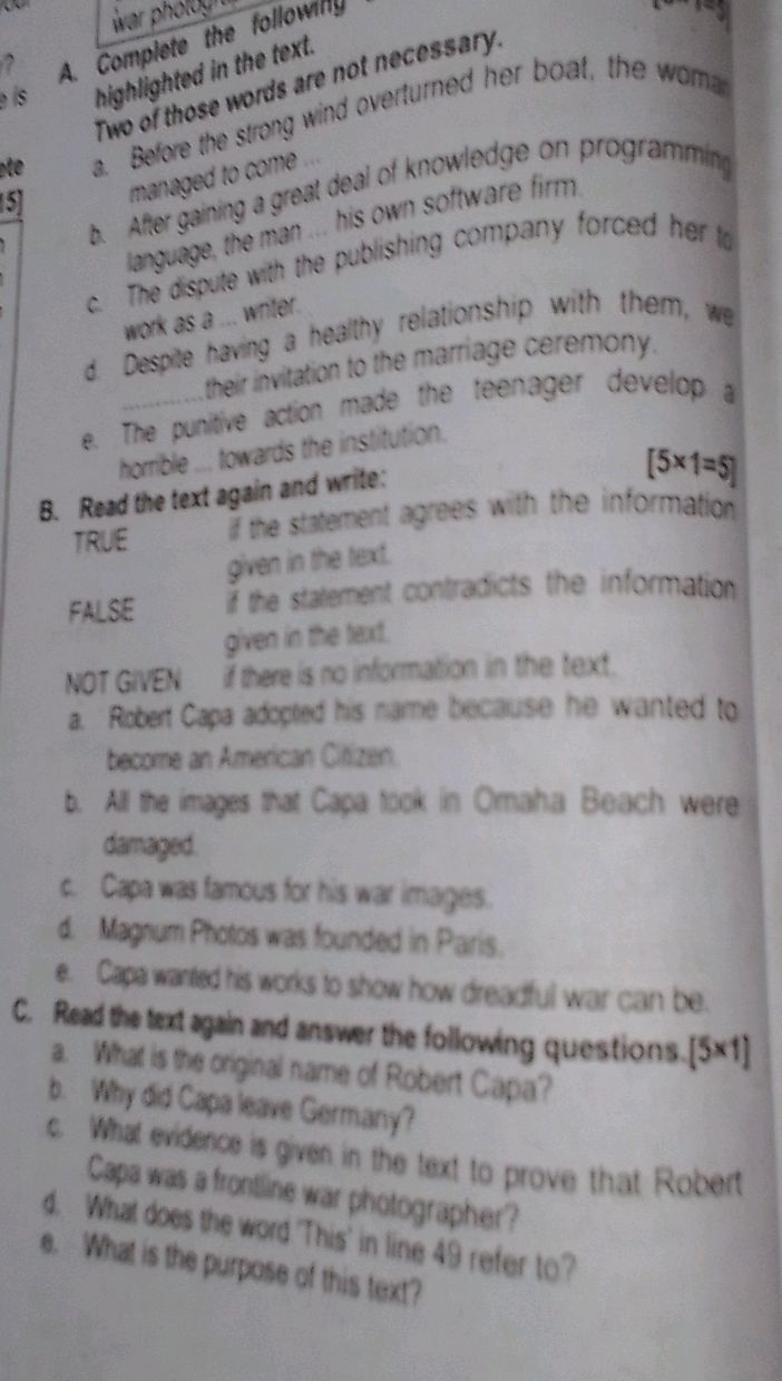 A. Complete the following highlighted in the | StudyX