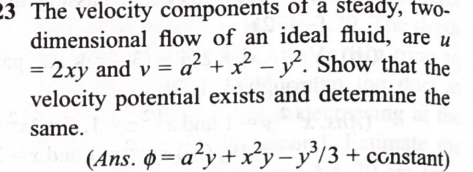 23 The velocity components of a steady, | StudyX