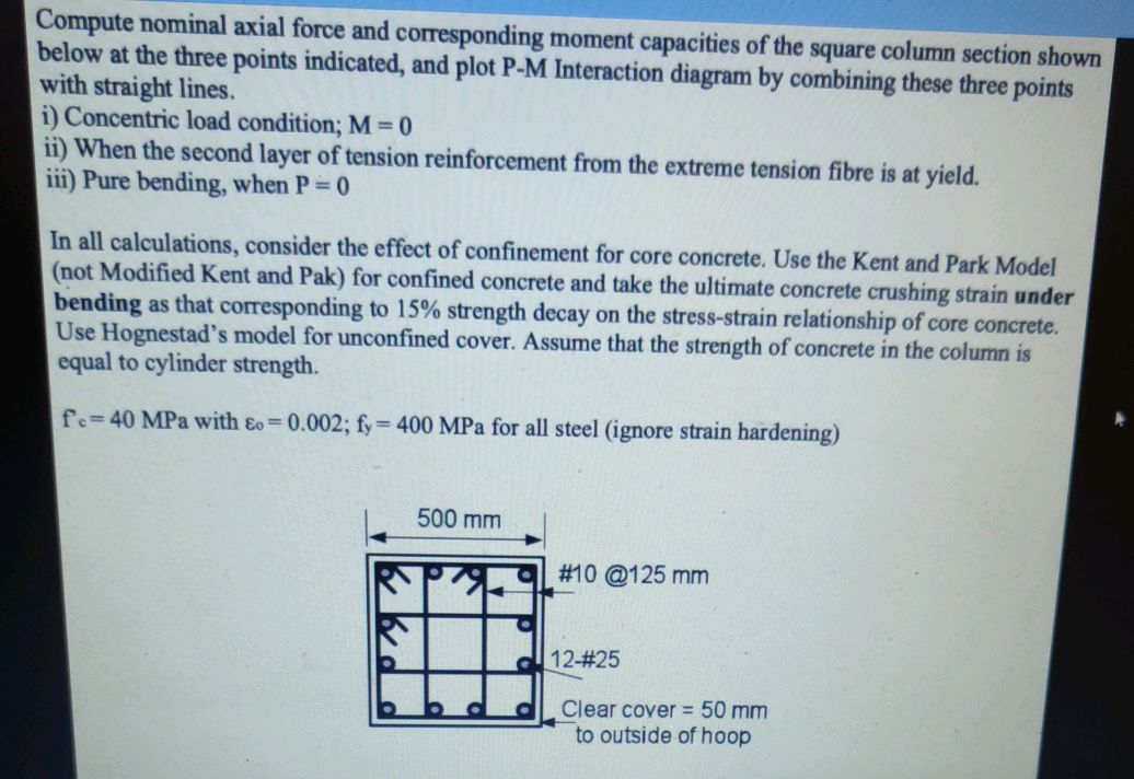 Compute nominal axial force and | StudyX