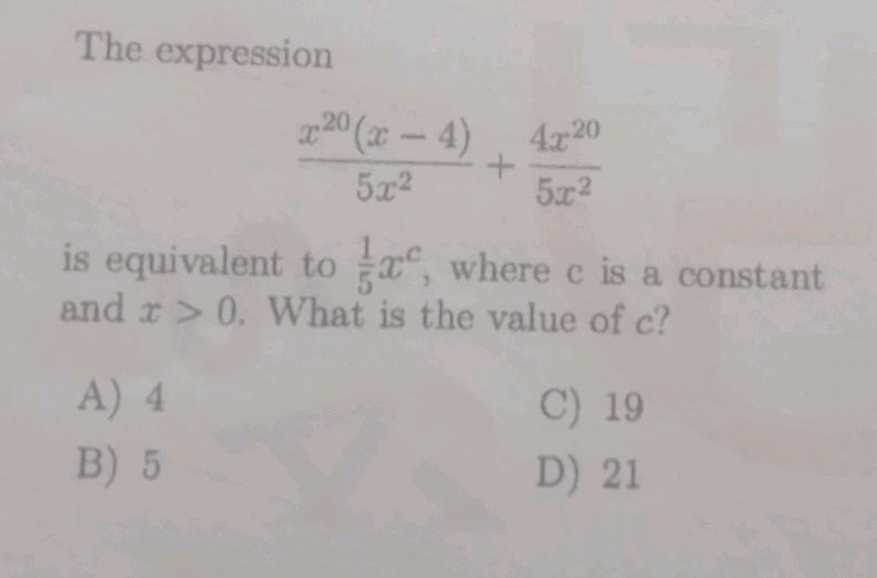 The expression $ {x^{20}(x-4)}{5x^2} + | StudyX
