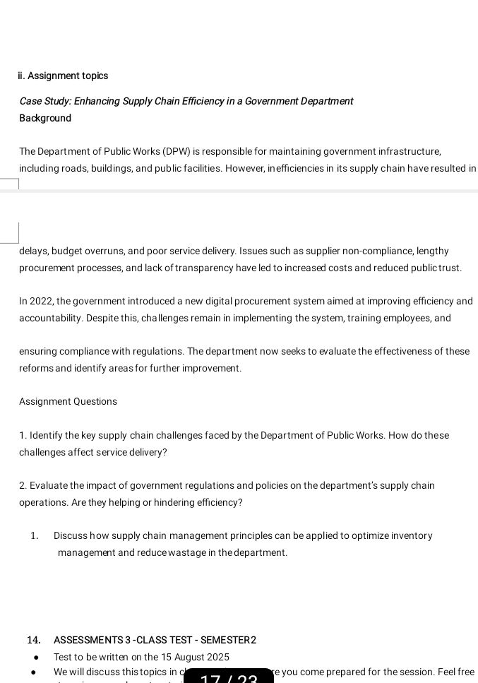 1. Identify the key supply chain challenges | StudyX