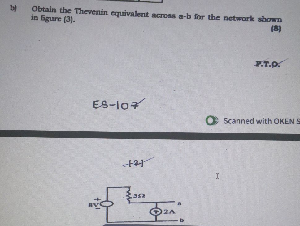 b) Obtain the Thevenin equivalent across a-b | StudyX