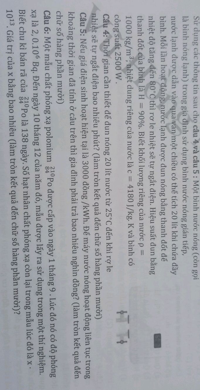 Sử dụng các thông tin sau cho câu 4 và câu | StudyX