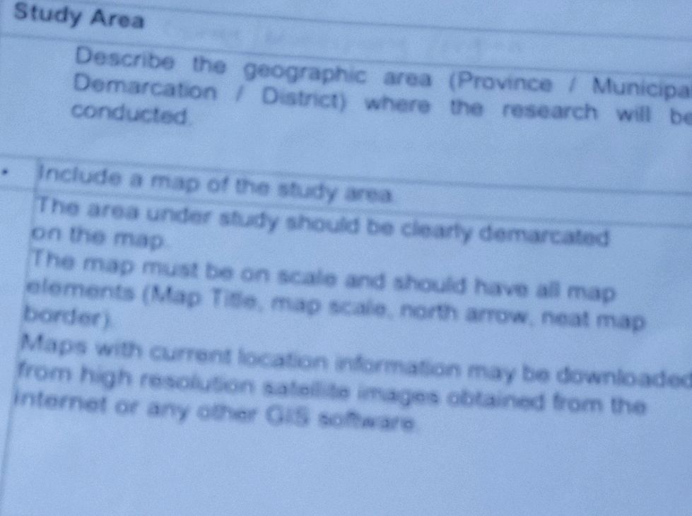 Study Area Describe the geographic area | StudyX