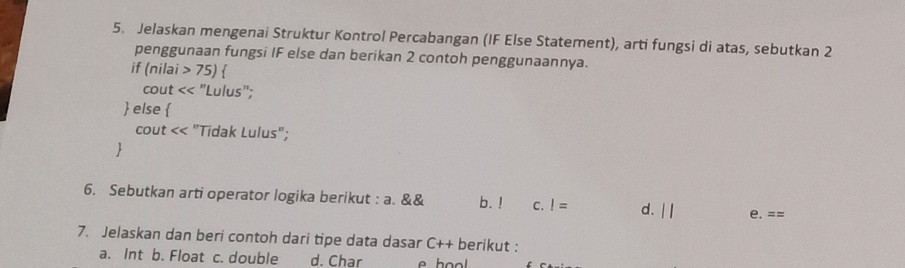 5. Jelaskan mengenai Struktur Kontrol | StudyX