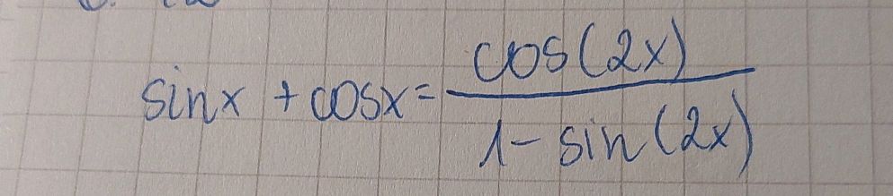 Trigonometric Equation: sin x + cos x = | StudyX