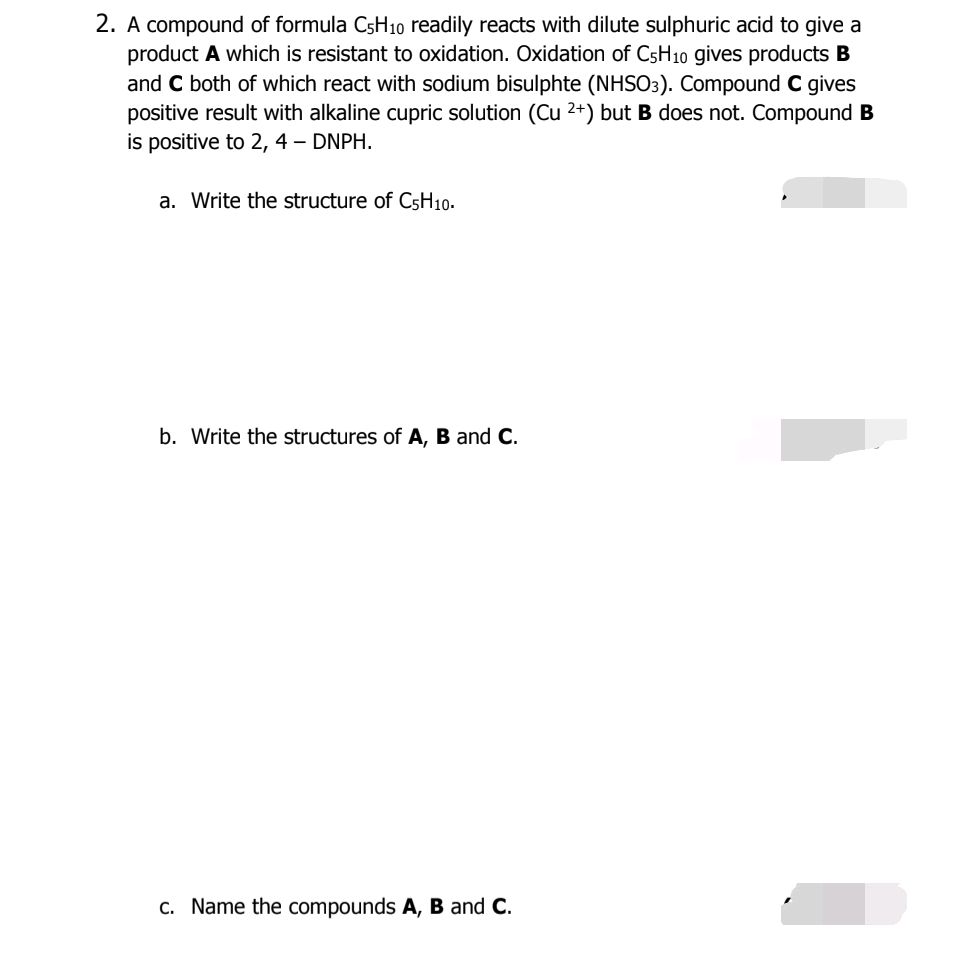 2. A compound of formula C5H10 readily | StudyX