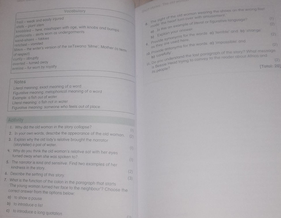 1. Why did the old woman in the story | StudyX