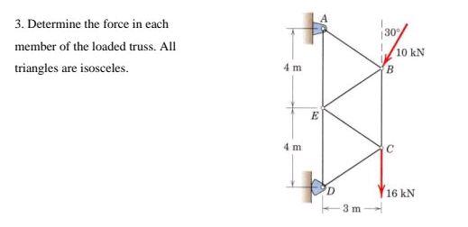 3. Determine the force in each member of the | StudyX