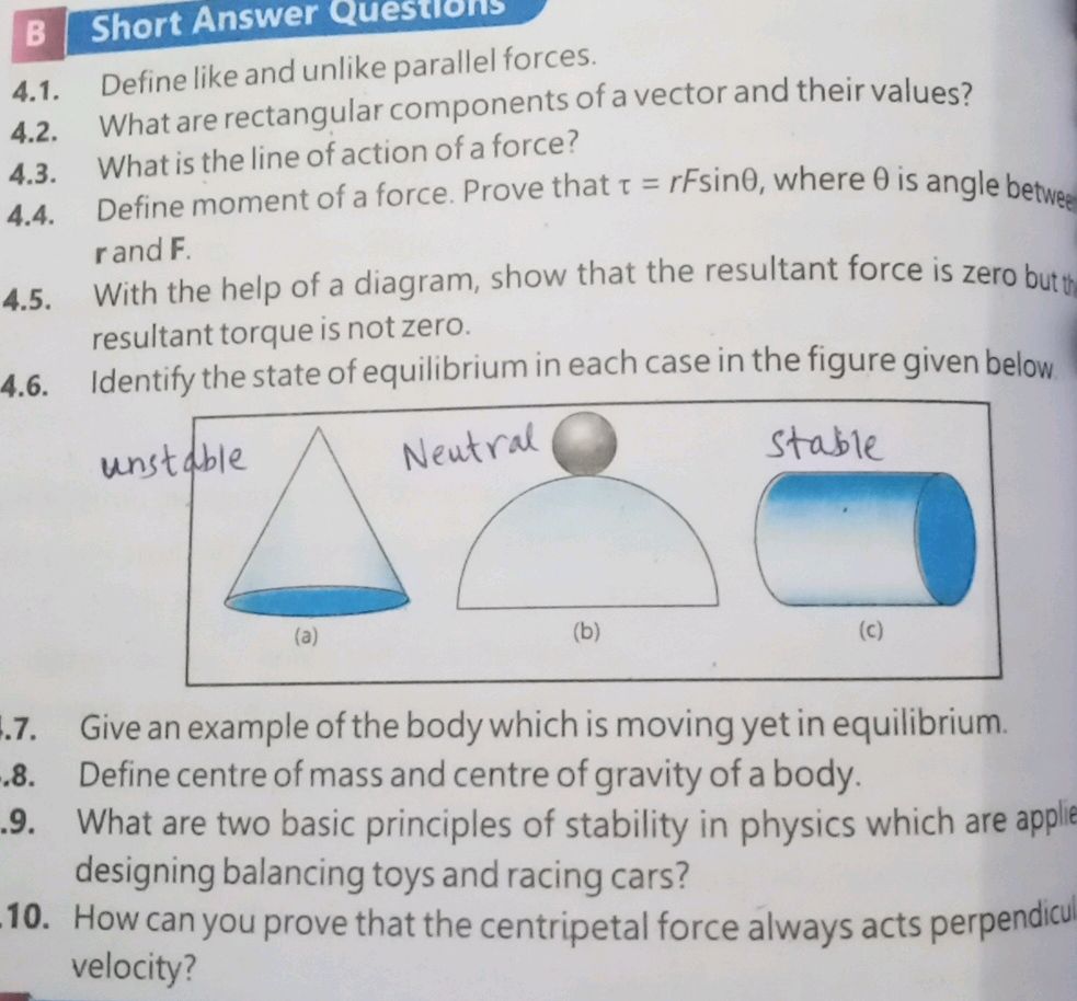 4.1. Define like and unlike parallel forces. | StudyX