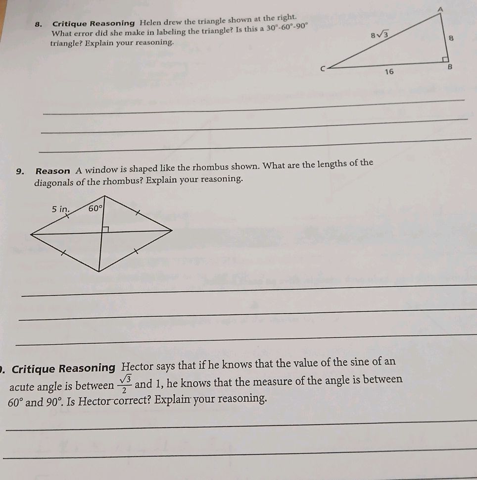8. Critique Reasoning Helen drew the | StudyX