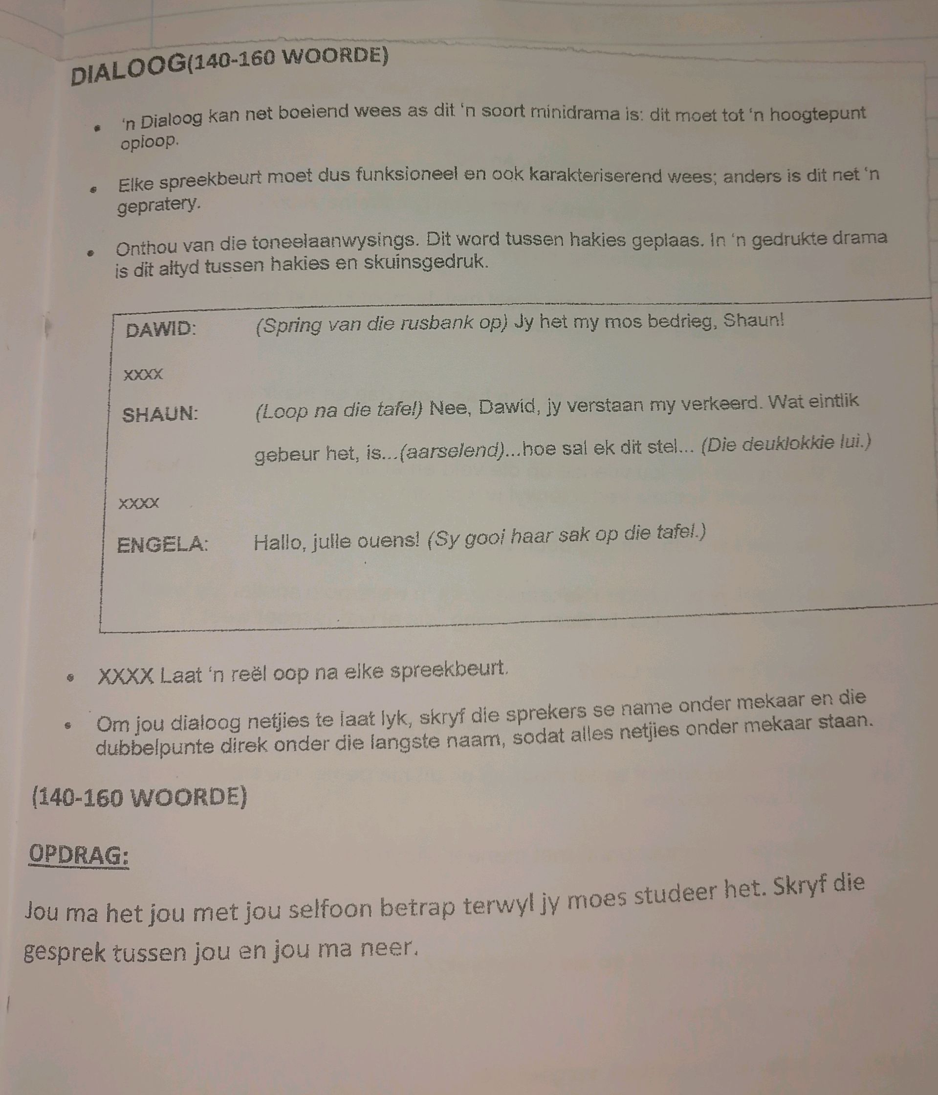 DIALOOG(140-160 WOORDE) 'n Dialoog kan net | StudyX