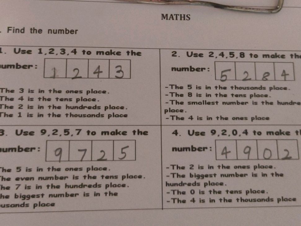 1. Use 1,2,3,4 to make the number: 1243 - | StudyX