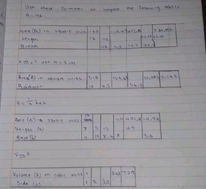 Use these formulas to complete the following | StudyX