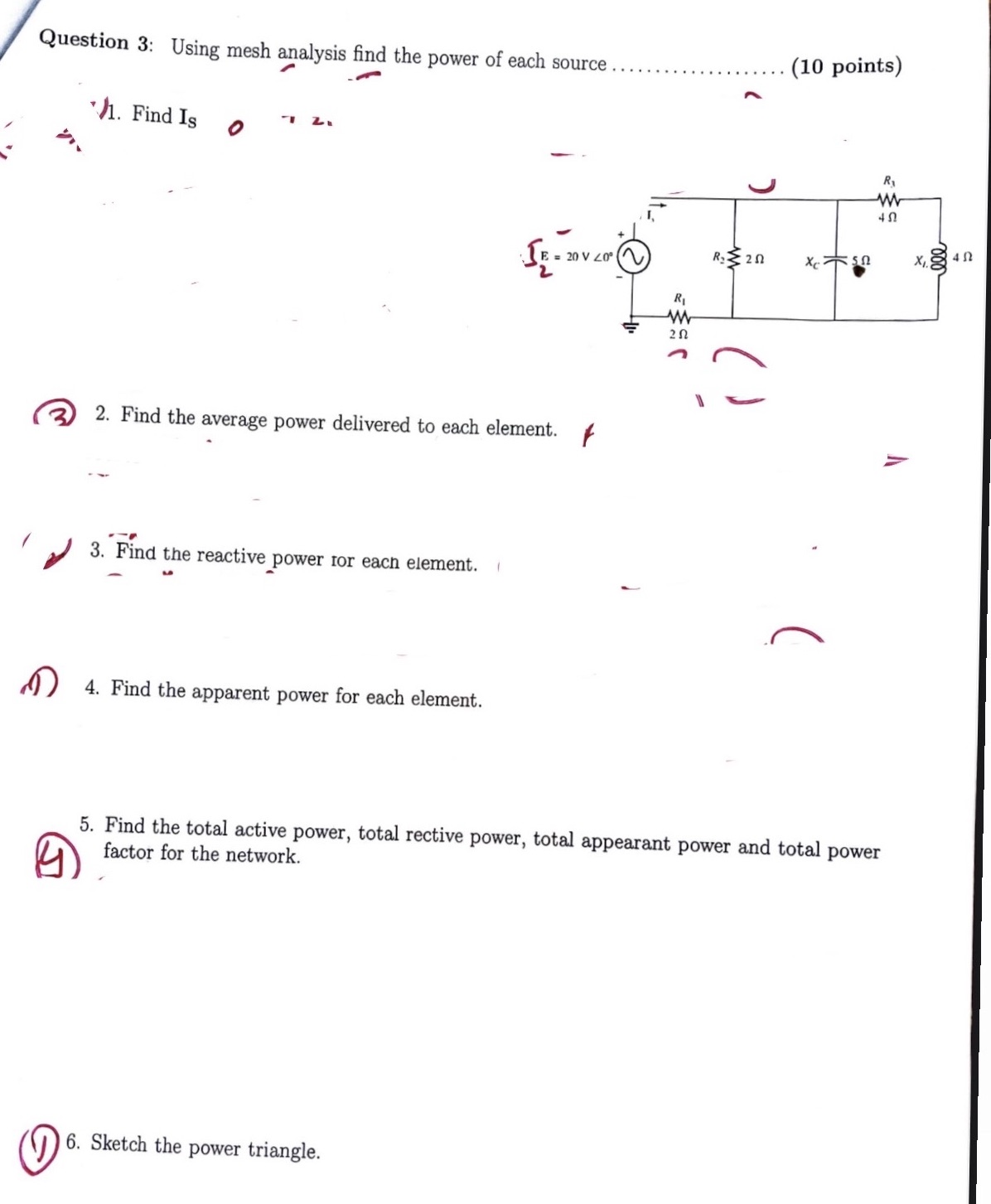 Question 3: Using mesh analysis find the | StudyX