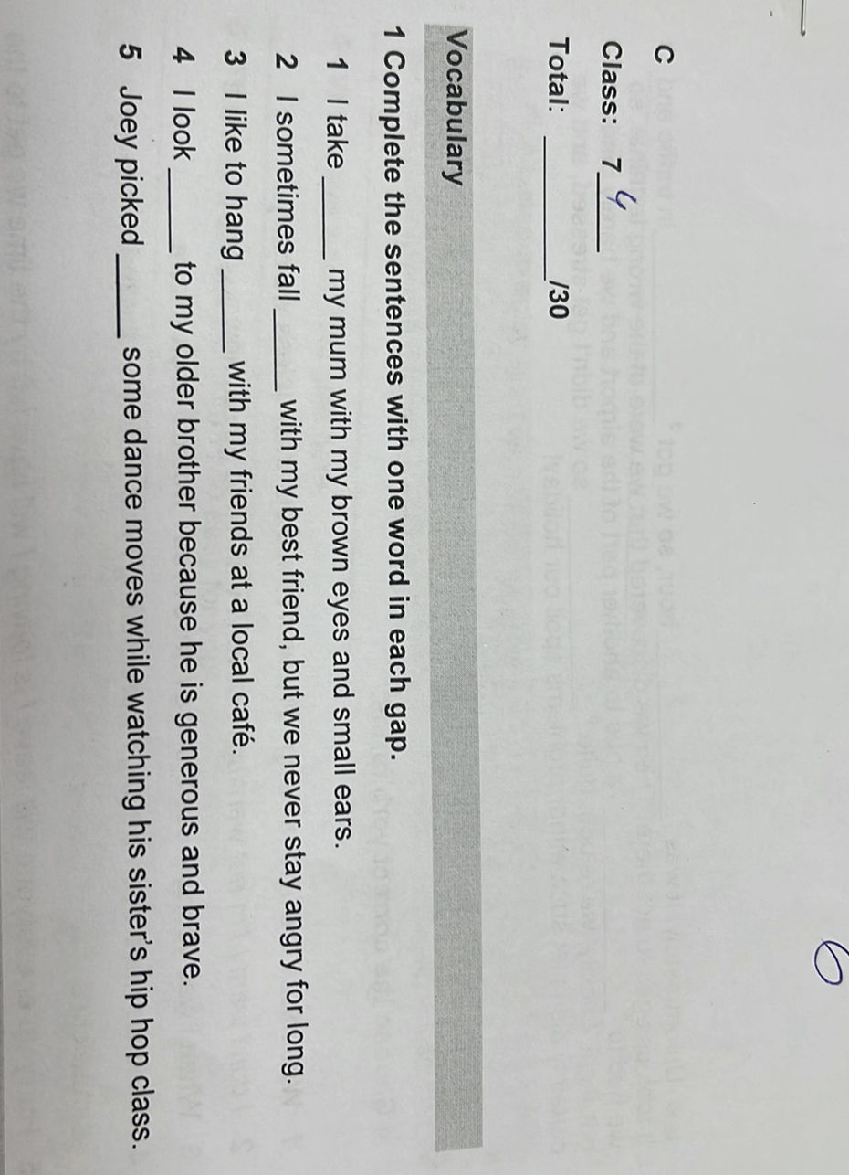 1 Complete the sentences with one word in | StudyX