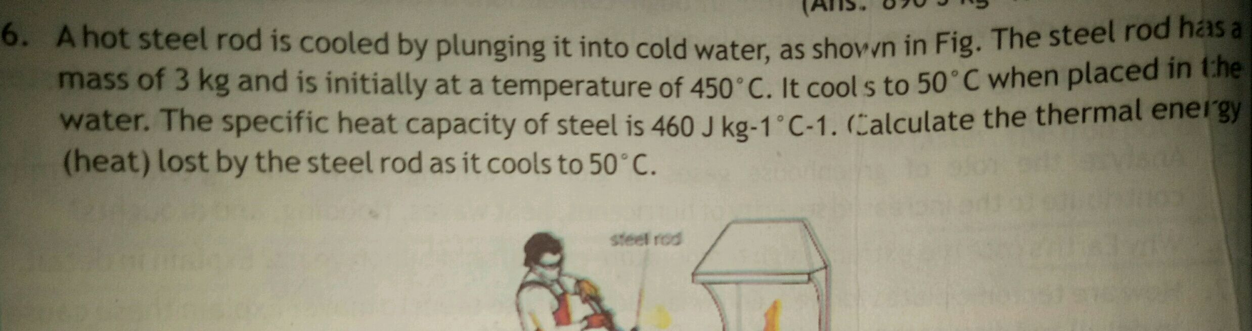 A hot steel rod is cooled by plunging it | StudyX