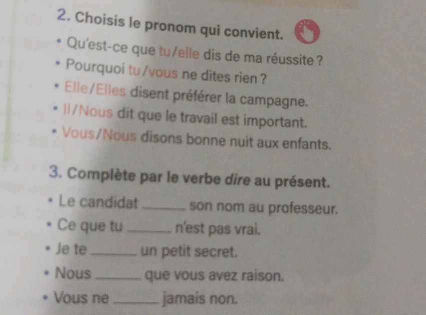2. Choisis le pronom qui convient. • | StudyX