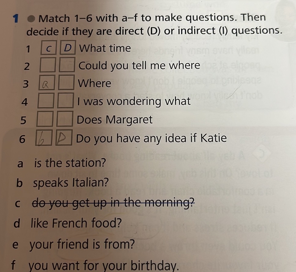 Match 1–6 with a–f to make questions. Then | StudyX