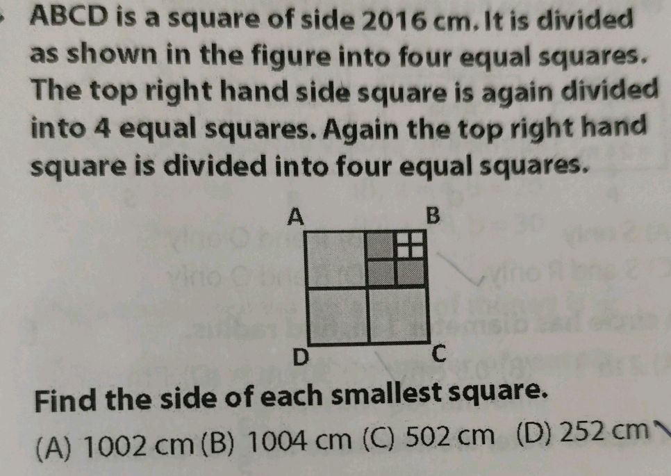 ABCD is a square of side 2016 cm. It is | StudyX