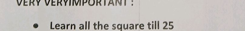 Squares of numbers up to 25 | StudyX