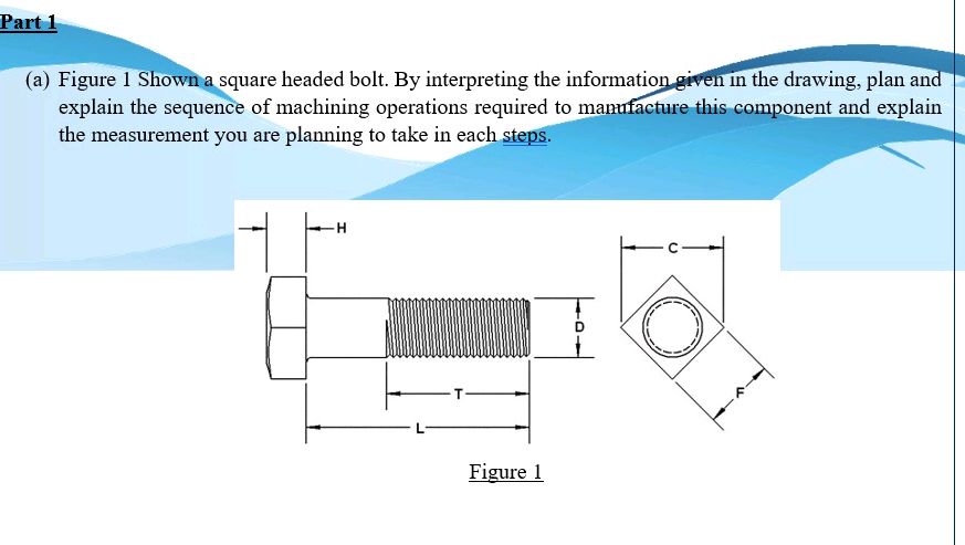 (a) Figure 1 Shown a square headed bolt. By | StudyX
