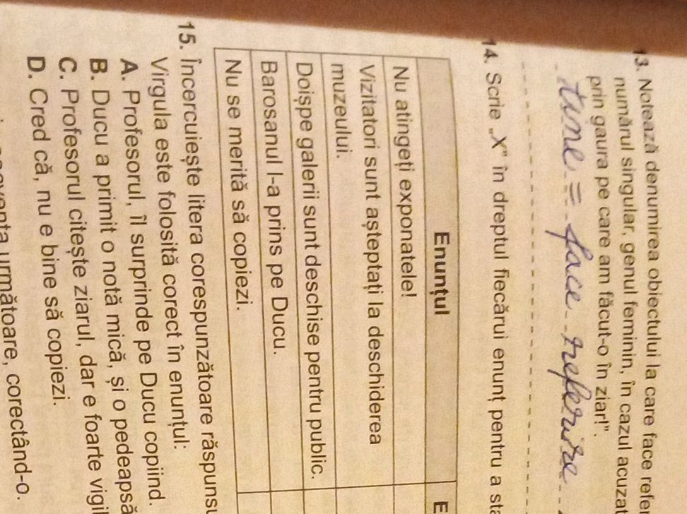 13. Notează denumirea obiectului la care | StudyX