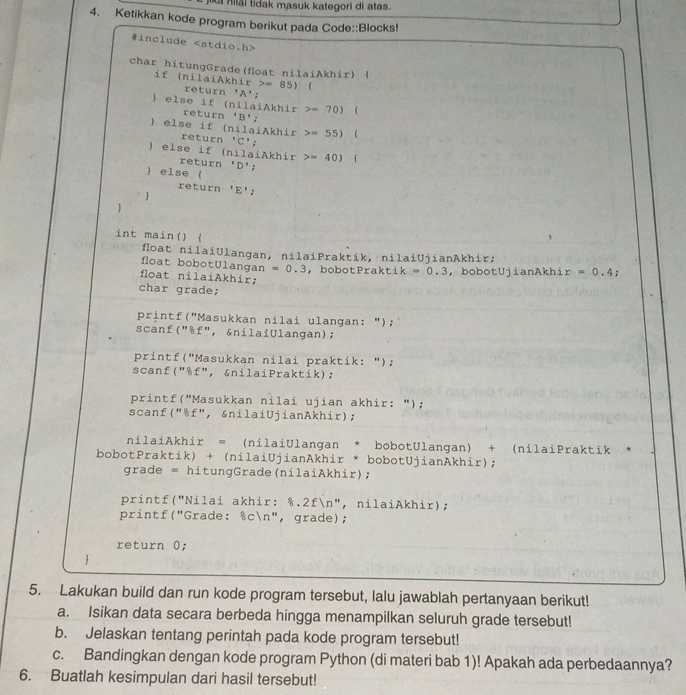 4. Ketikkan kode program berikut pada | StudyX