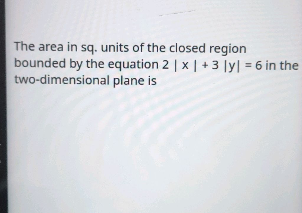 The area in sq. units of the closed region | StudyX