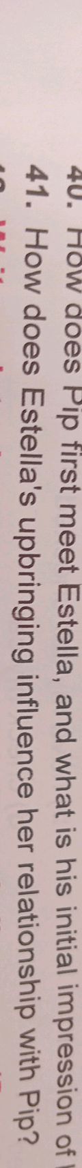 How does Pip first meet Estella, and what is