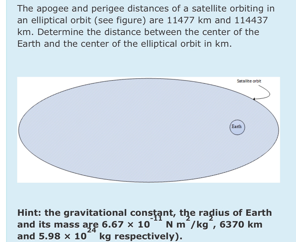 The apogee and perigee distances of a | StudyX