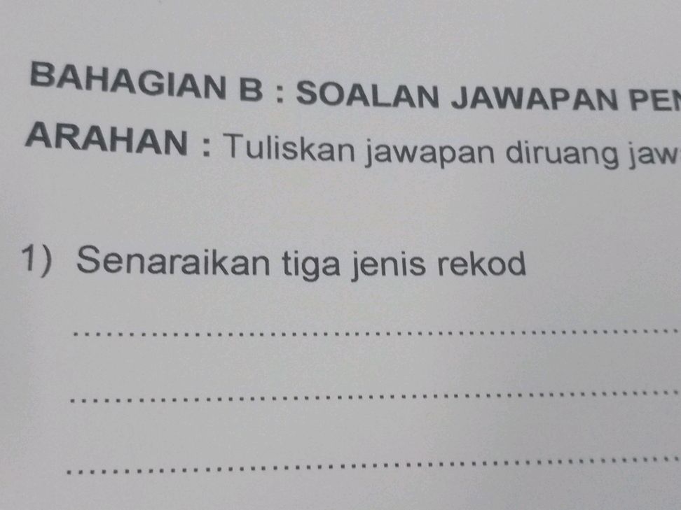 Jenis Rekod dalam Sistem | StudyX