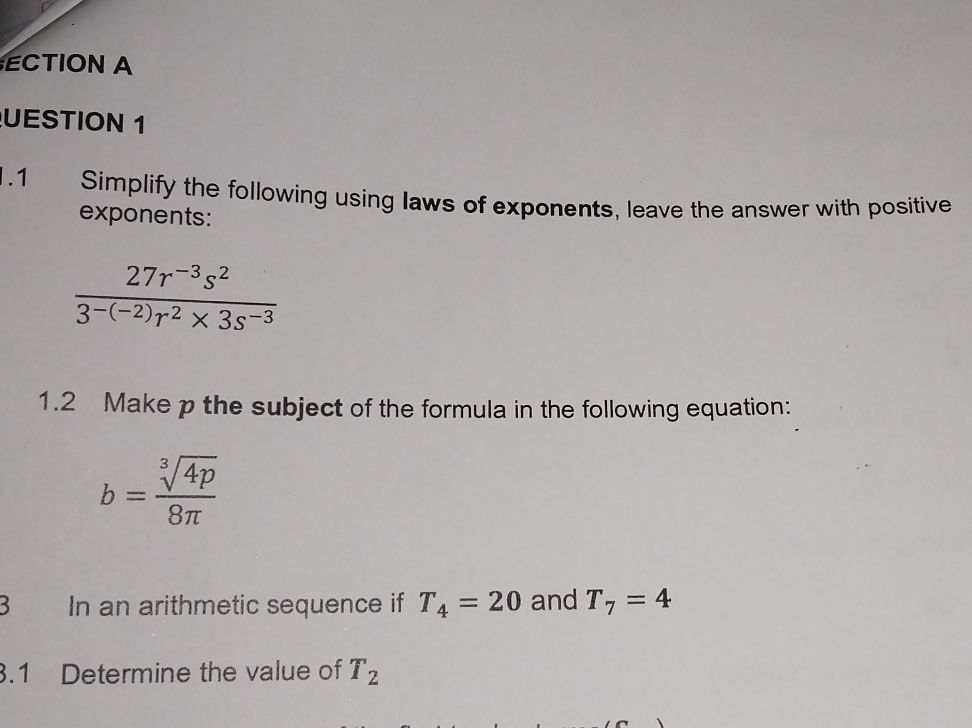 1.1 Simplify the following using laws of | StudyX