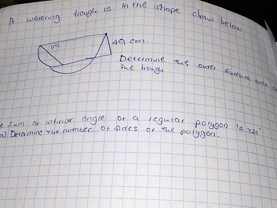 A watering trough is in the shape draw | StudyX