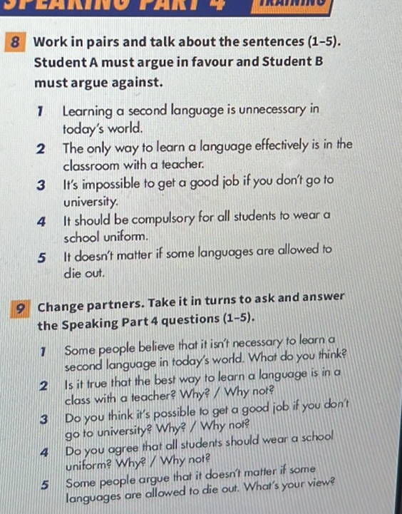 8 Work in pairs and talk about the sentences | StudyX