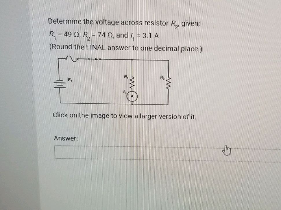 Determine the voltage across resistor $R_2$, | StudyX