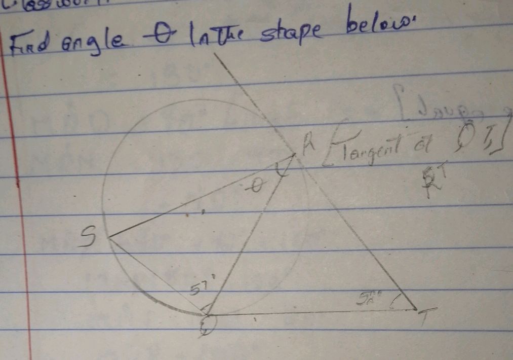 Find angle $ $ in the shape below. [Diagram | StudyX