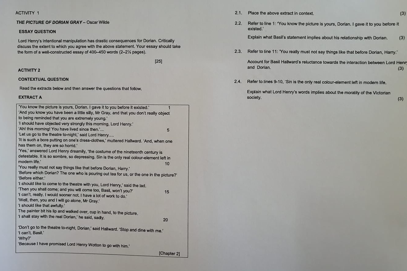 2.1. Place the above extract in context. | StudyX